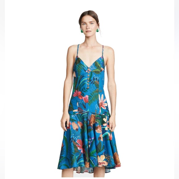 FARM Rio | Dresses | Farm Rio Blue Jungle Dress | Poshmark